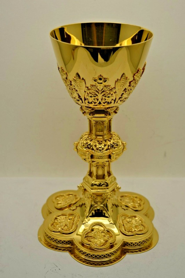 Nice Antique Traditional Gothic Chalice + All Sterling, All Gold Plated ...