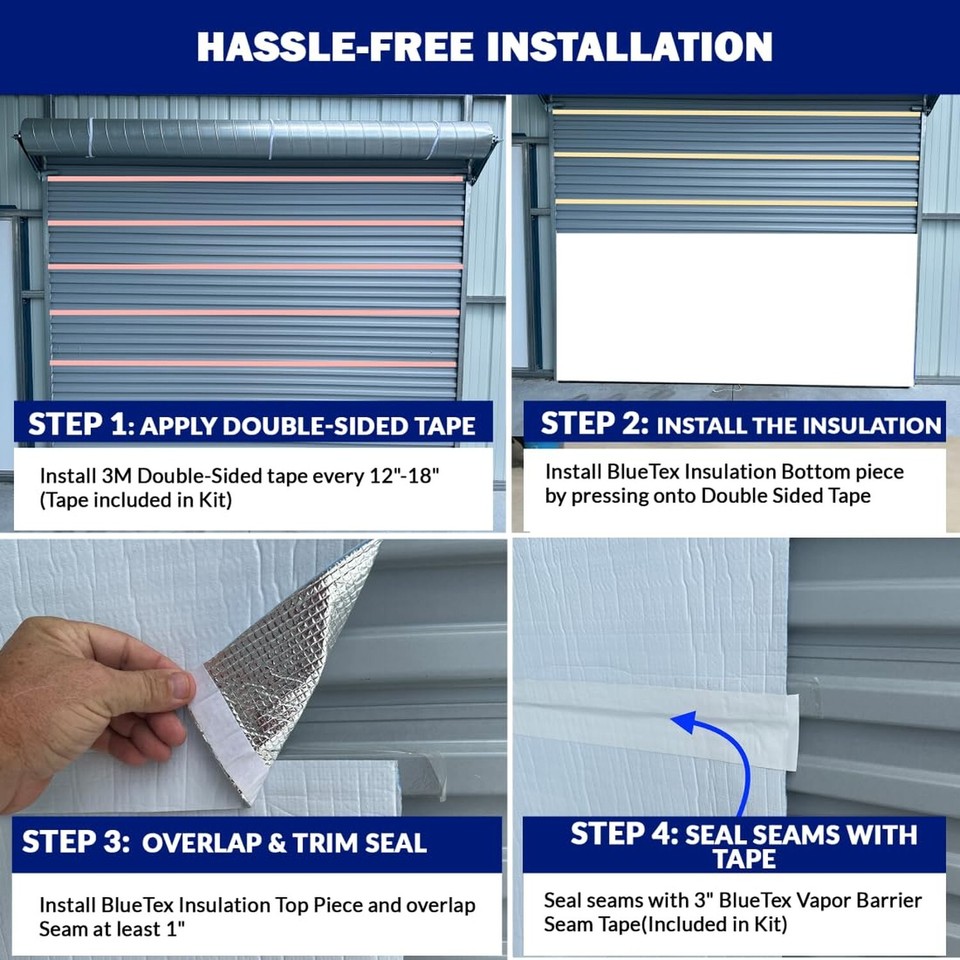 BlueTex Roll Up Garage Door Insulation Kit for Cooling Down Metal ...