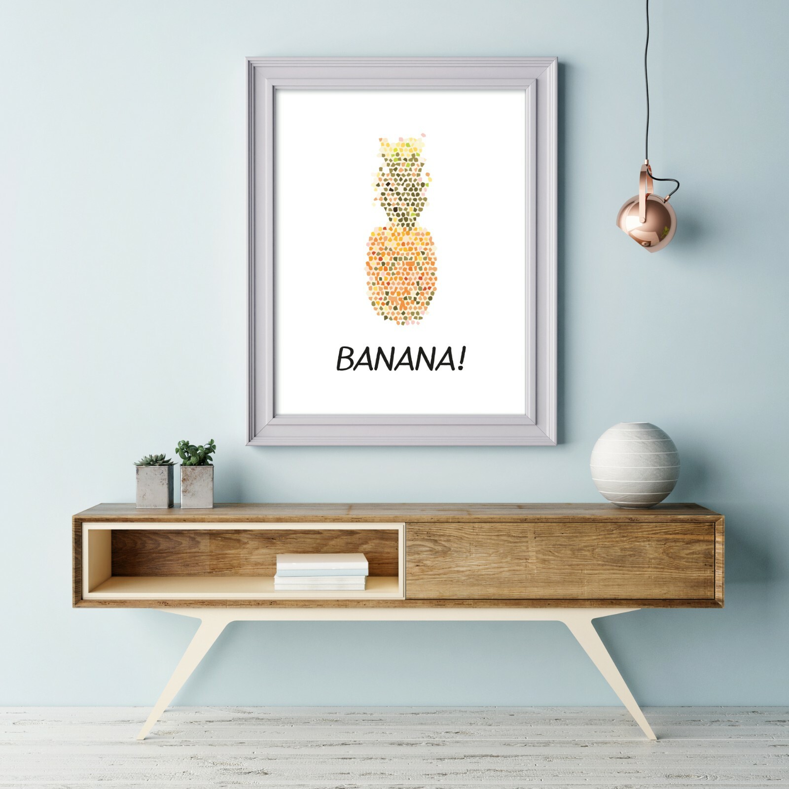 Moderner Vintage Poster Druck ANANAS BANANE Fine Art Kunstdruck Deko ...
