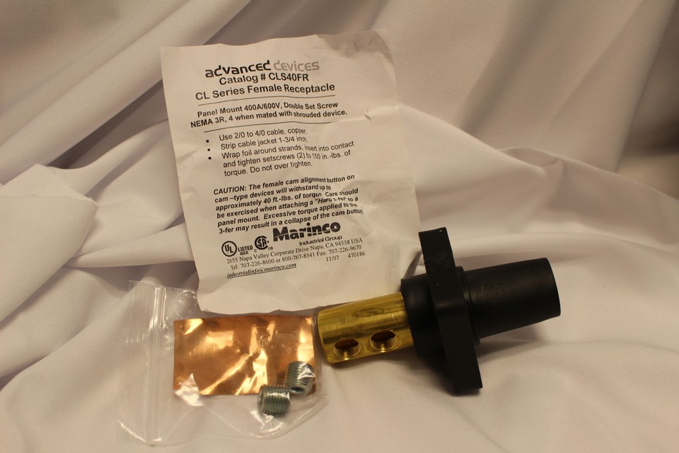 Marinco Camlok Panel Mount Female Black - CLS40FRB-A Cam Lok Dual Set ...