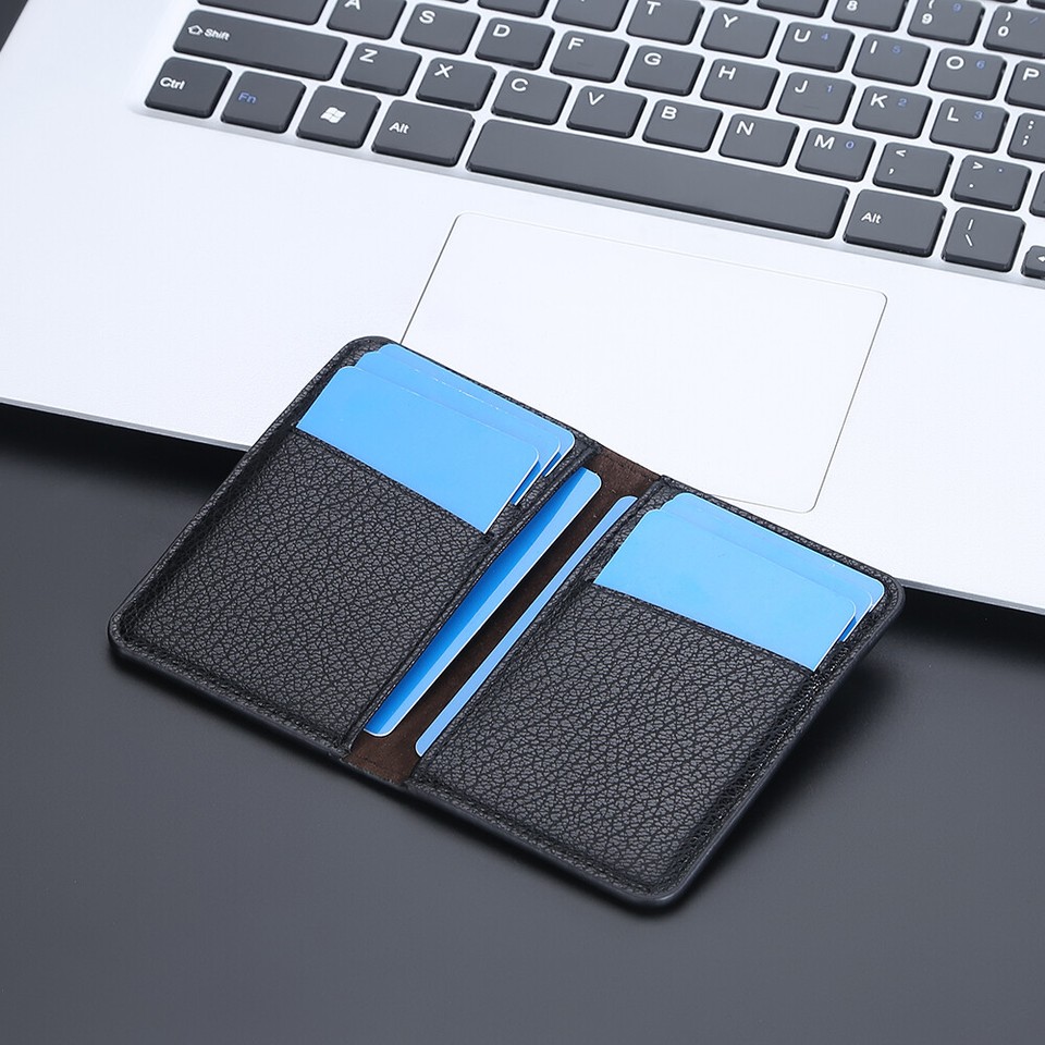 Slim Mens Bifold Wallet Leather Card Wallet Card Holder Small Clutch ...