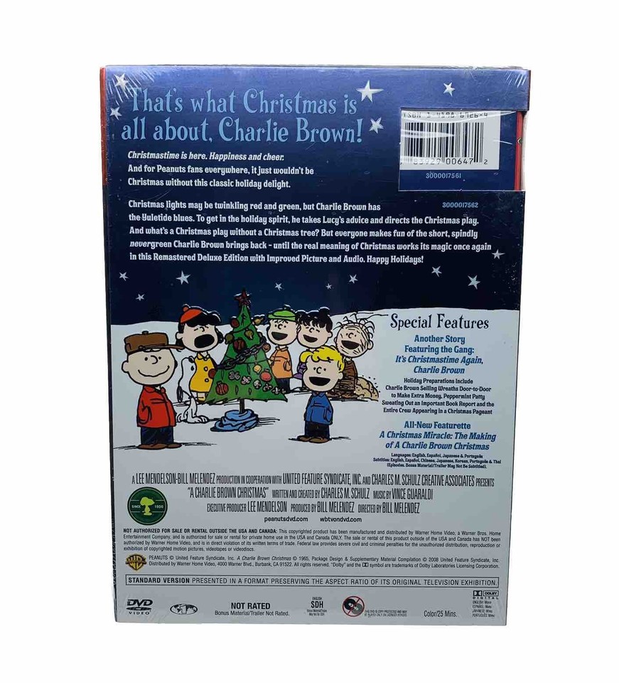 A CHARLIE BROWN CHRISTMAS Remastered Deluxe Edition DVD NEW/SEALED! W ...