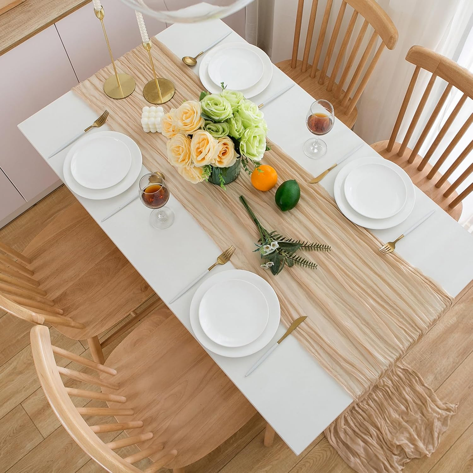 Table Runner Beige Nude Cheesecloth Gauze Boho Cheese Cloth Table ...