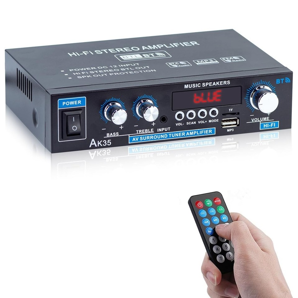 Bluetooth 5.0 Stereo Amplifier 2.0 Channel Mini Audio Receiver HiFi Amp ...