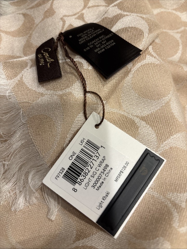 NEW COACH SCARF REVERSIBLE CASHMERE CREAM/BEIGE Lt Sig Wrap F97258 | eBay