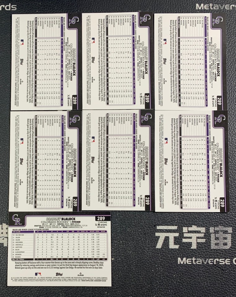 Lot 7 2025 Topps Chrome Bradley Blalock RC Rookie Refractor Prism ...