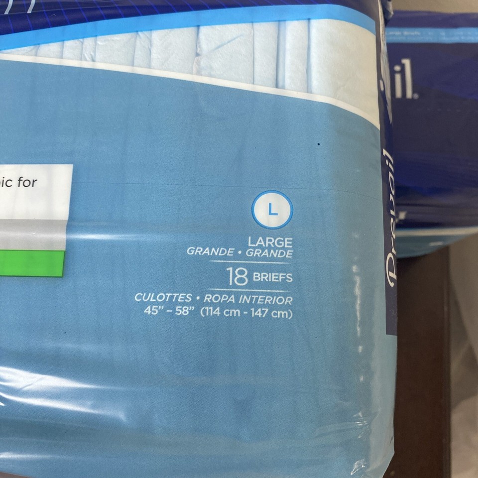Box Of 4 Prevail Nu-Fit Daily Briefs Large 45"-58" 18 Count Maximum ...
