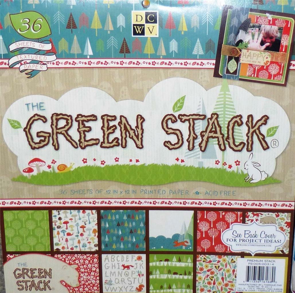 The Green Stack 12" x 12" Printed Paper DCWV 36 Textured Sheets 18 ...