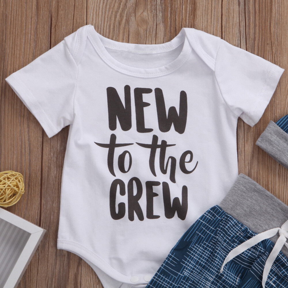 Newborn Baby Boy Clothes Letter Short Sleeve Romper Tops Pants Hat ...