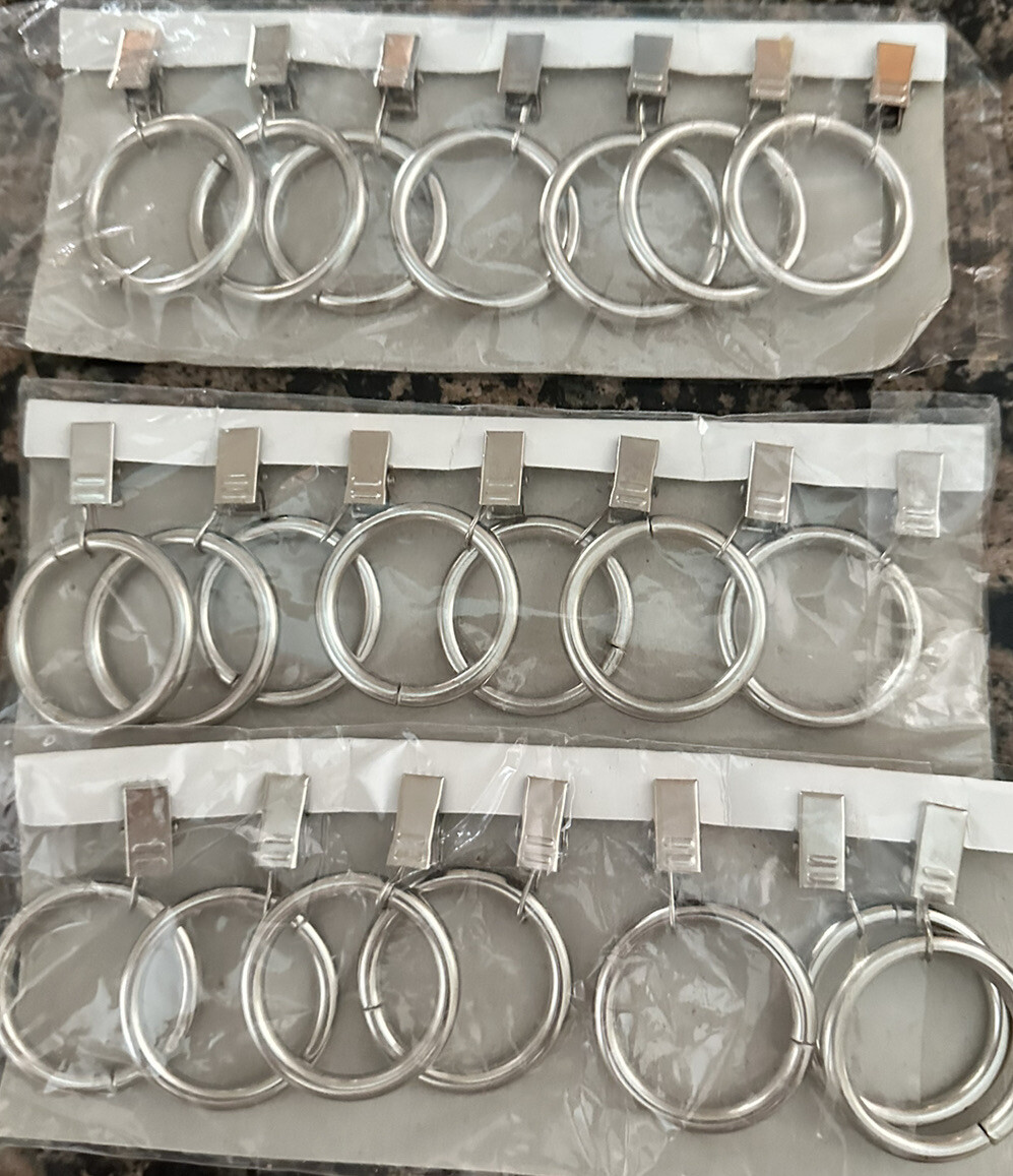 21 NEW 1.25” Silver Nickel Finish Metal LOT Curtain Drapery Tapestry Rings Clips | eBay