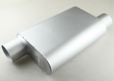 3" Inch Offset Inlet Outlet Exhaust Oval Performance Muffler Silencer ...