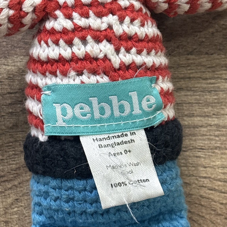 Pebble Pirate Peg Let Rattle Plush Doll 8” Cotton Crochet | eBay