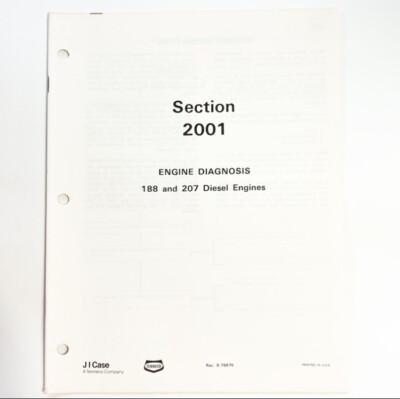 JI Case Diesel 188D 207D Engine Diagnosis 1974 Vintage Original OEM | eBay