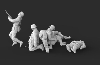 Peddinghaus Model Making 3D Print 1:72 72F100 5 German Soldiers Wounded ...