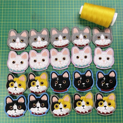 Small Embroidered Cat Patch Sew-On Appliqué | eBay