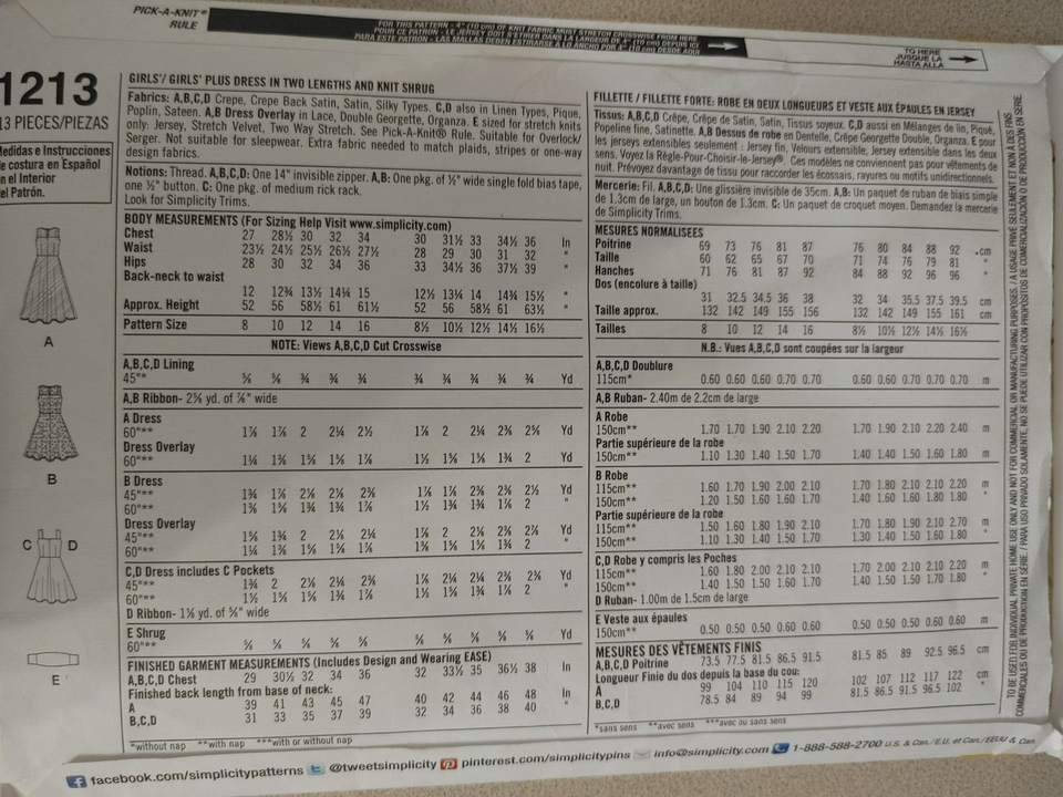 Simplicity Pattern 1213 Girls And Plus Dresses Knit Shrugs Sizes 8 10 12 14 16 | eBay