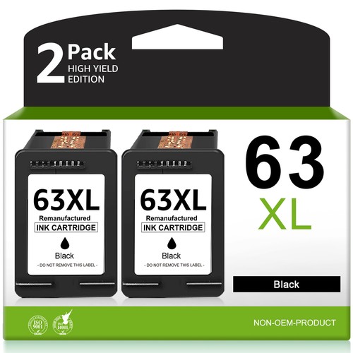 2X 63XL Black Ink Cartridge for HP Deskjet 1110 1112 2130 2131 2132 ...