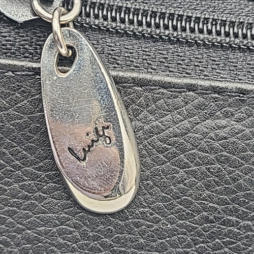 Luigi Leather Handbag Black W White Stich. | eBay
