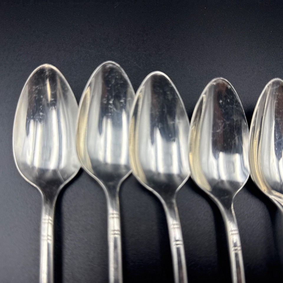 Community Oneida Silverplate Teaspoon Set of 8 Art Deco Leaf Pattern ...