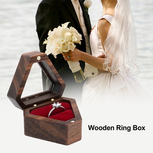 Wooden Ring Box Transparent Lid Protective Solid Wood Single Ring Box ...
