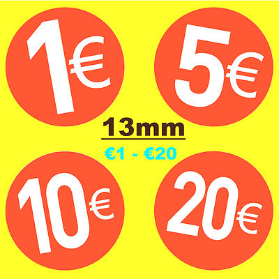 13mm Bright Red Euro € Price Point Stickers / Sticky Labels / Swing Tag ...