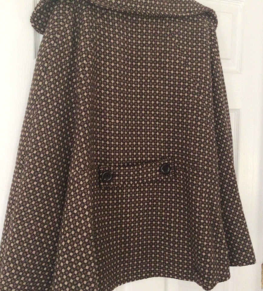 BROWN/TAN CAPE JACKET BY CEJON WOOL/POLY LDS S/M NEW NEVER WORN CLASSY ...