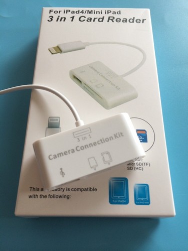 3in1 Card Reader For iPad4 Ipad Mini SD MicroSD Lightning USB Flash ...