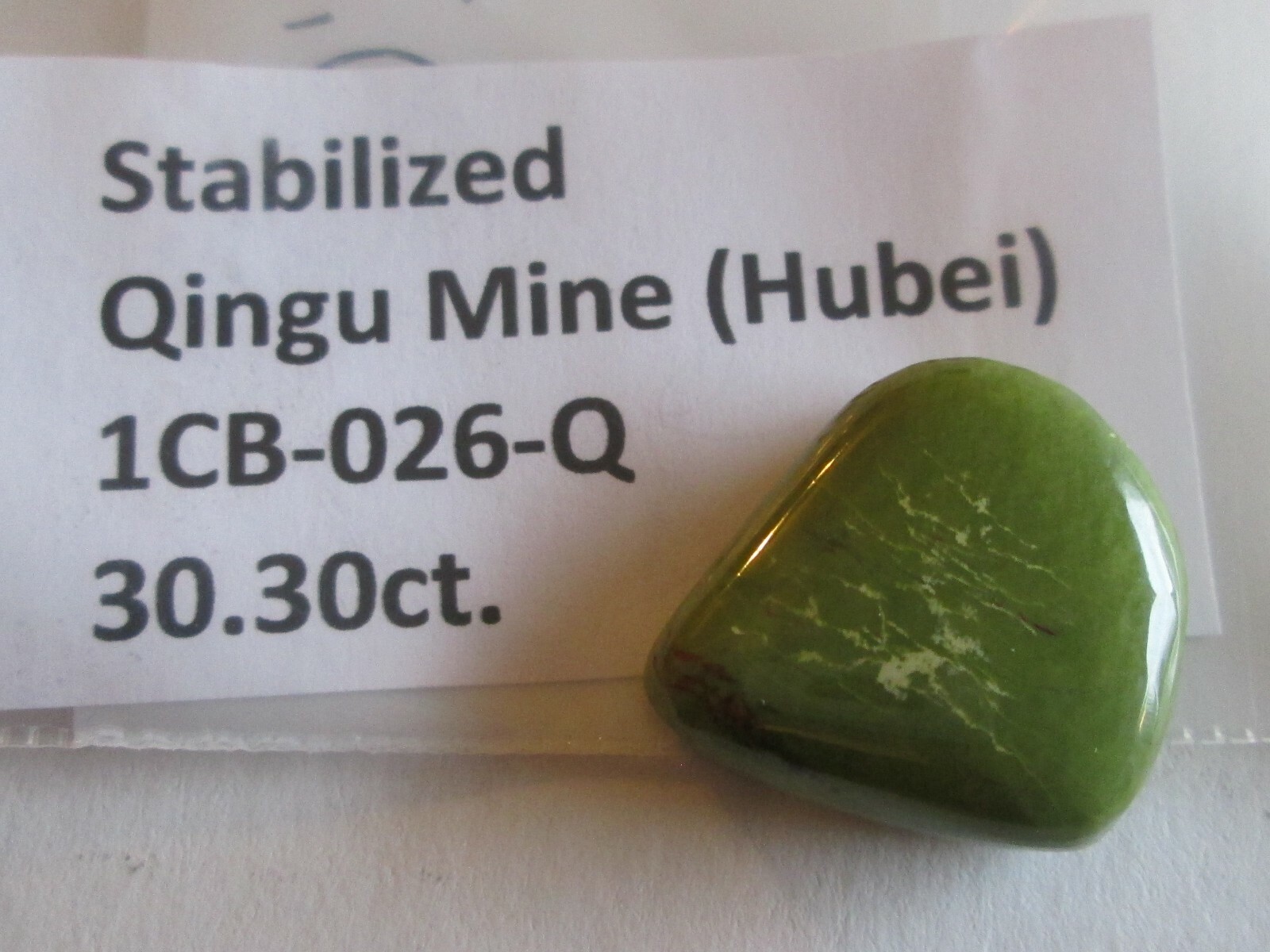 30.30 ct. Stabilized Chinese Qingu, Hubei, Turquoise Cabochon Gemstone ...