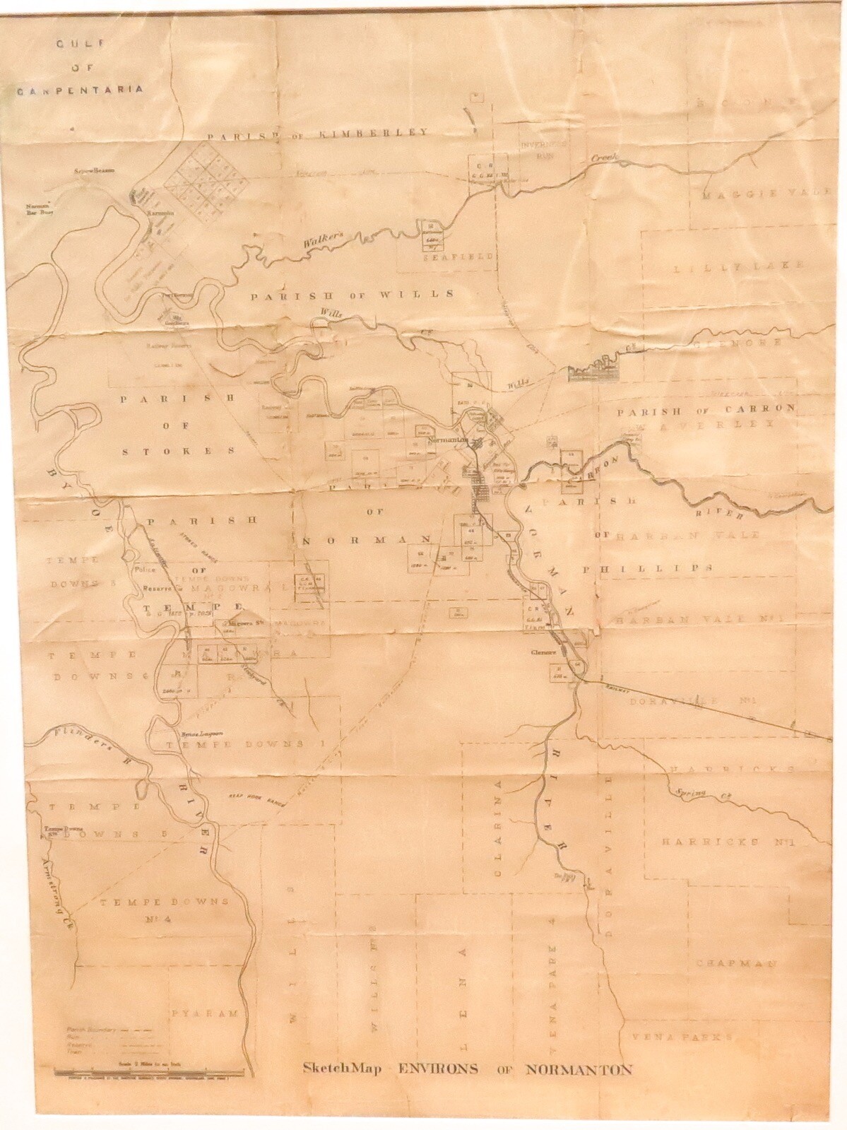 .1890 SUPER RARE VERY LARGE OFFICIAL QLD GOV MAP OF “ENVIRONS of ...