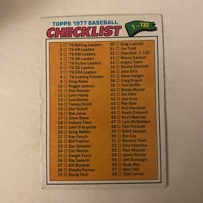 1977 Topps Baseball Checklist Card #32 | eBay
