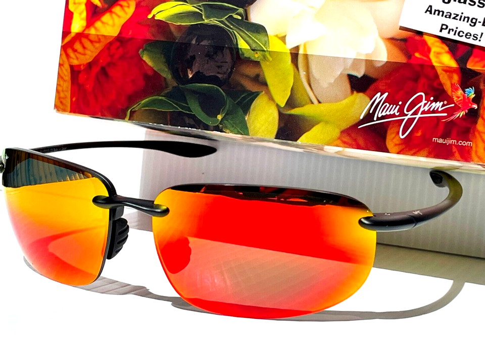 NEW Maui Jim HOOKIPA XL Matte Black POLARIZED Lava Ruby Lens Sunglass ...