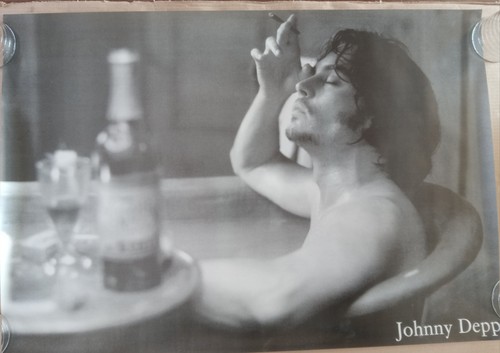 Johnny Depp vintage poster bathtub smoking cigarette 2000 movie star | eBay