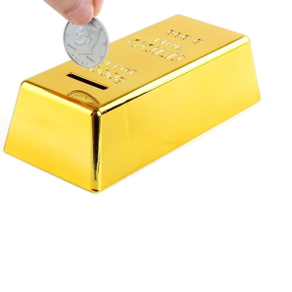 AU Gold Bullion Bar Piggy Bank Brick Coin Bank Saving Money Box NEW ...