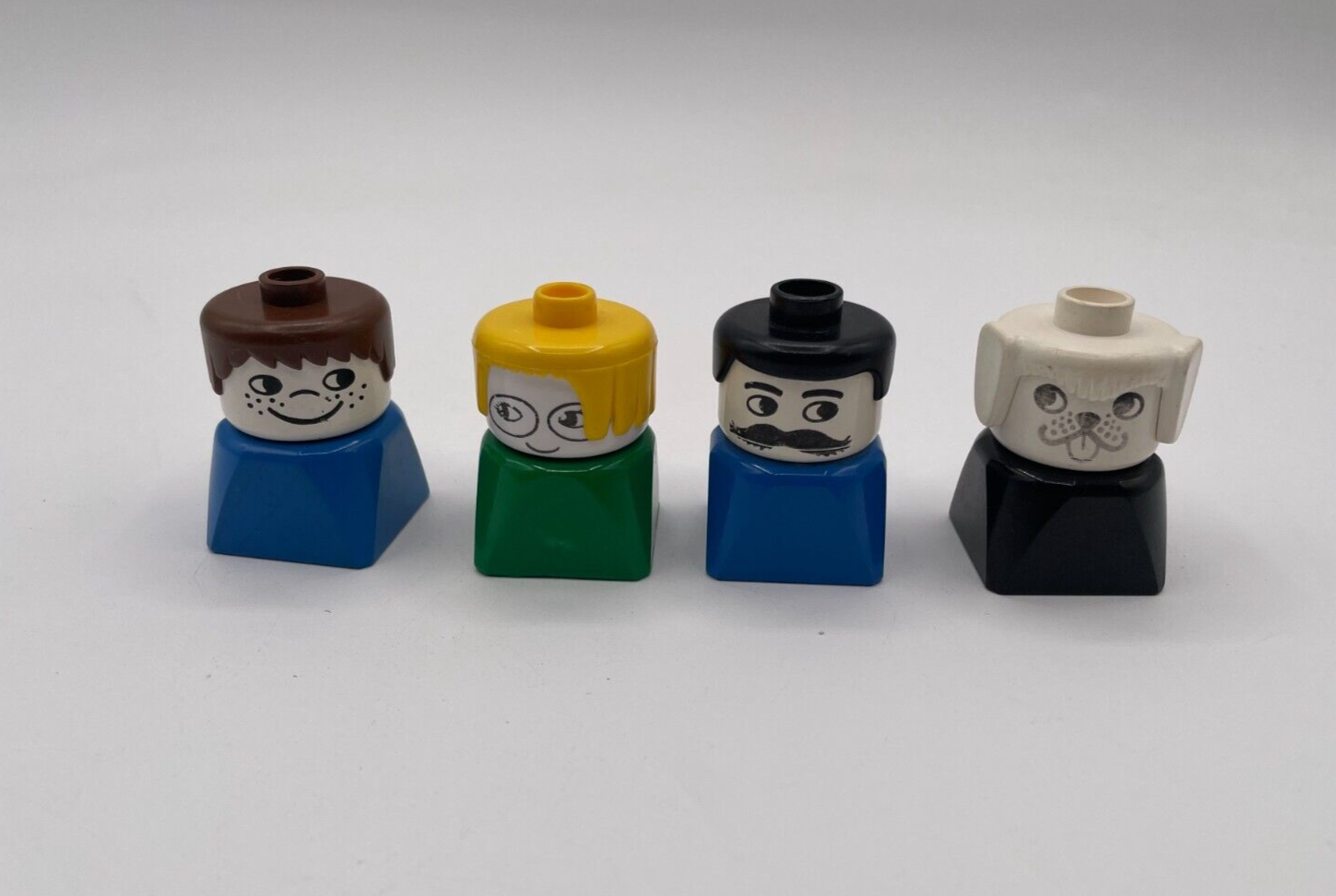 Vintage Lego Duplo People Man Mustache Woman Boy Girl Dog Square Base 1 ...