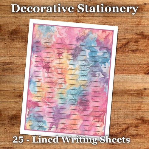 25 Sheets Letter Writing Paper Tie Dyed Color Stationery - Nostalgia ...
