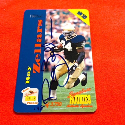 Ray Zellars .. ROOKIE AUTOGRAPH .. Notre Dame / Saints ..1995 Signature ...