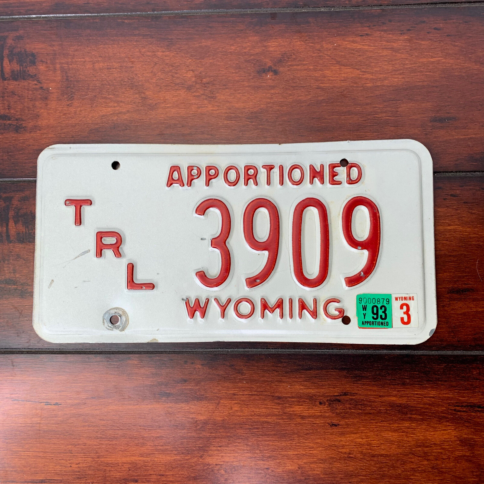 Vintage 1993 Wyoming Apportioned License Plate Cowboy Tag Low Number ...