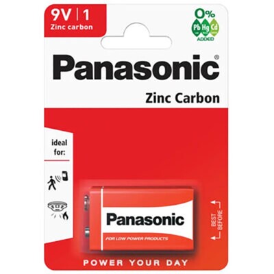 Panasonic 9V Zinc Carbon Chloride Battery 9 V Block PP3 Cell Genuine ...