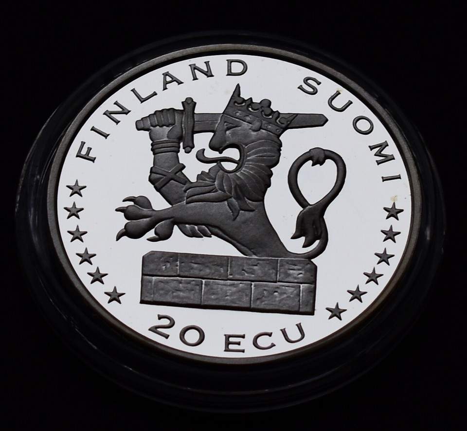FINLAND SUOMI 20 ECU 1997 PROOF SILVER COIN MEDAL SET PRE EURO ...