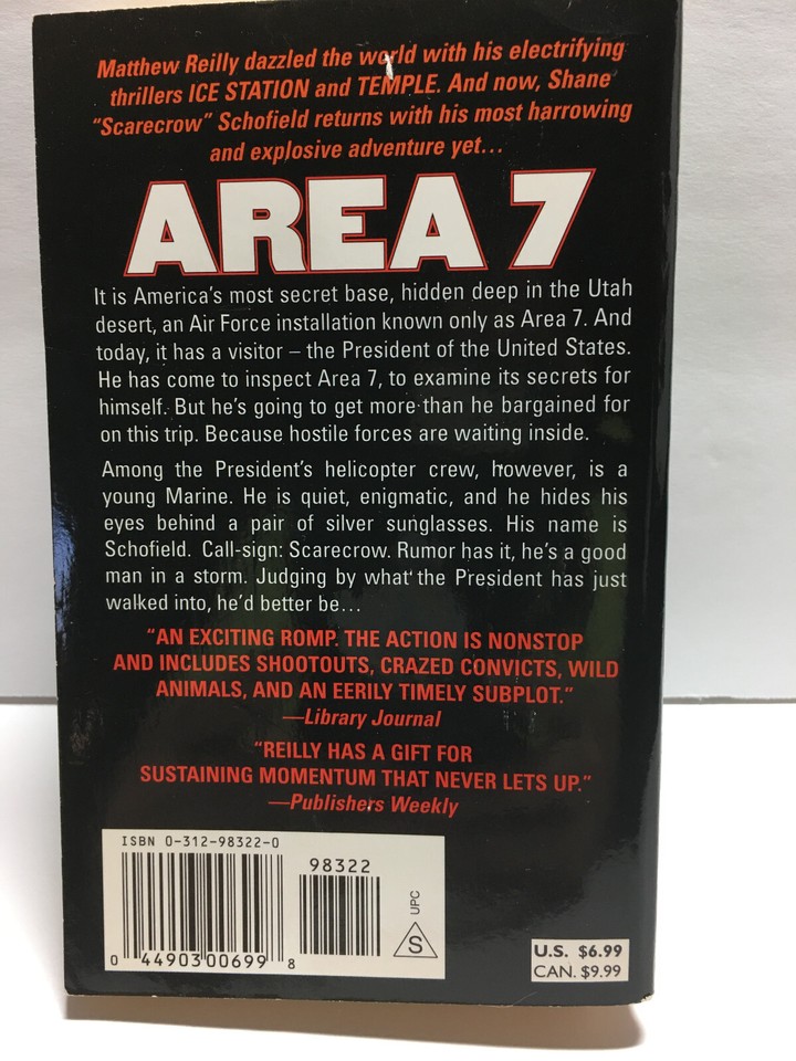 Area 7 - By Matthew Reilly - Action Fiction 9780312983222| eBay