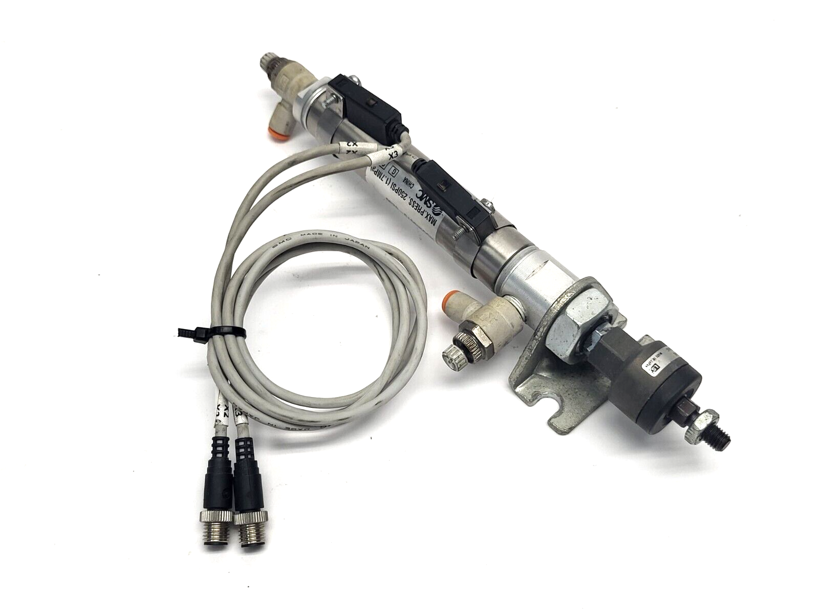 SMC NCDMB075-0250 Pneumatic Cylinder w/ SMC NJ04 Floating Joint 1/4 ...