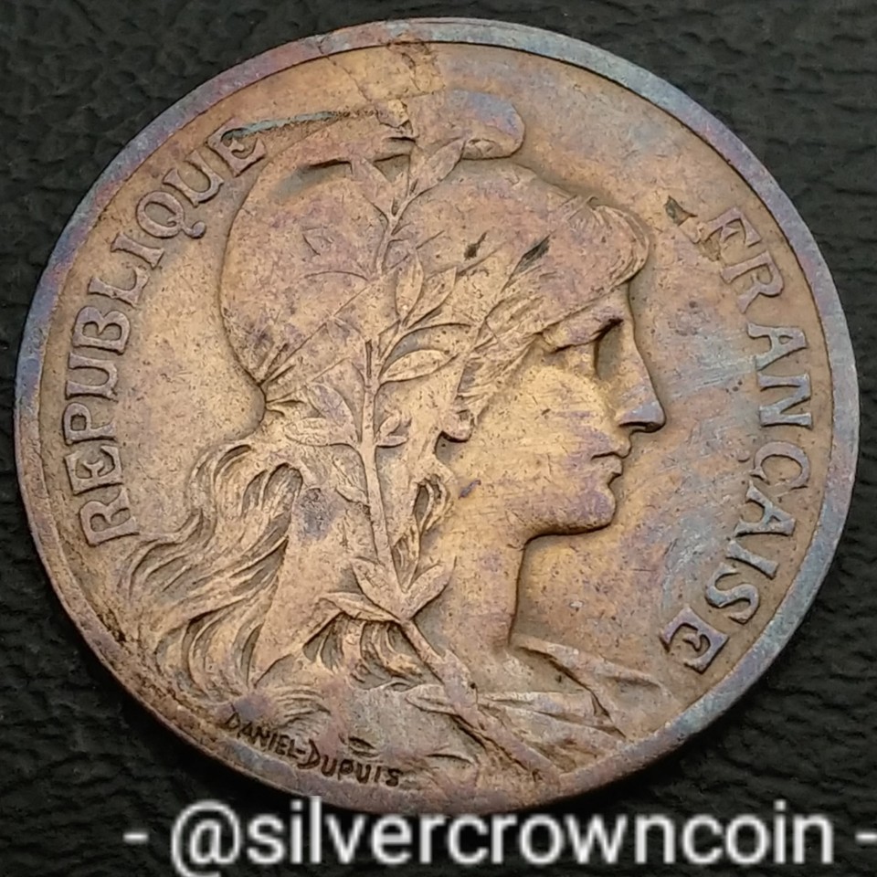 France 🇫🇷 5 Centimes 1898. KM#842. Bronze Five Cents coin. Paris Mint ...