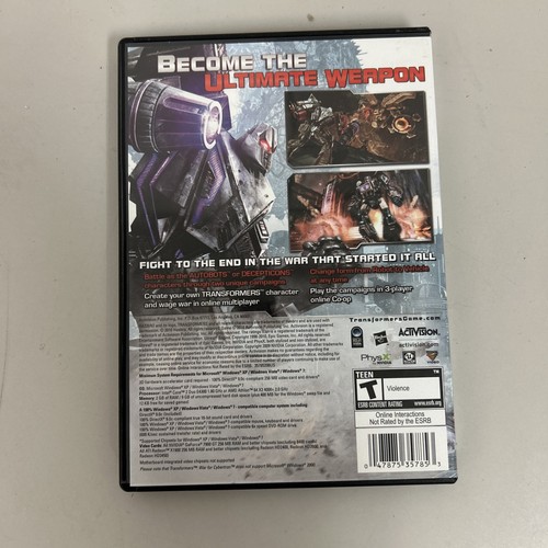 NO GAME - Case/Manual Only - Transformers War For Cybertron PC | eBay
