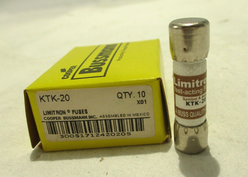 NEW BOX OF 10 BUSSMANN LIMITRON KTK-20 20A/AMP FUSE | eBay