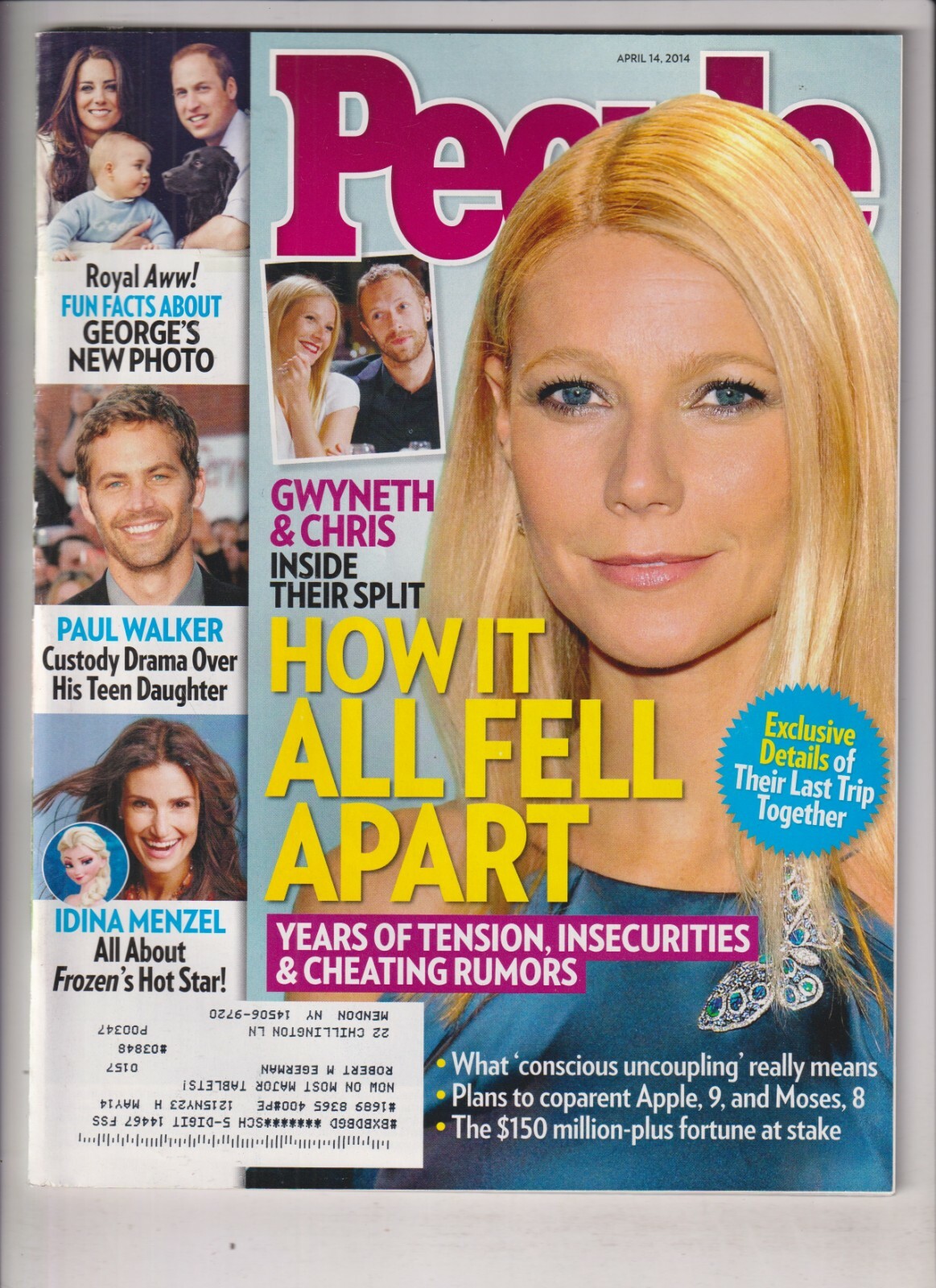 People Mag Gwyneth Paltrow & Chris & Princess Kate April 14, 2014 ...