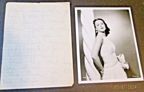 HEDY LAMARR: (CLASSIC PHOTO WITH PERSONAL ORIGINAL LETTERS FROM THIS ...