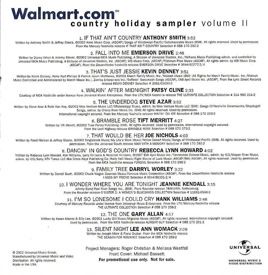 COUNTRY HOLIDAY christmas PATSY CLINE HANK WILLIAMS GARY ALLEN LEE ANN ...