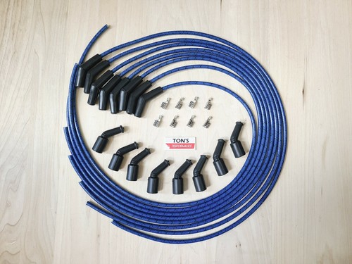 Vintage Cloth Braided Spark Plug Wires LSX LS1 LS SWAP Unassembled Blue ...