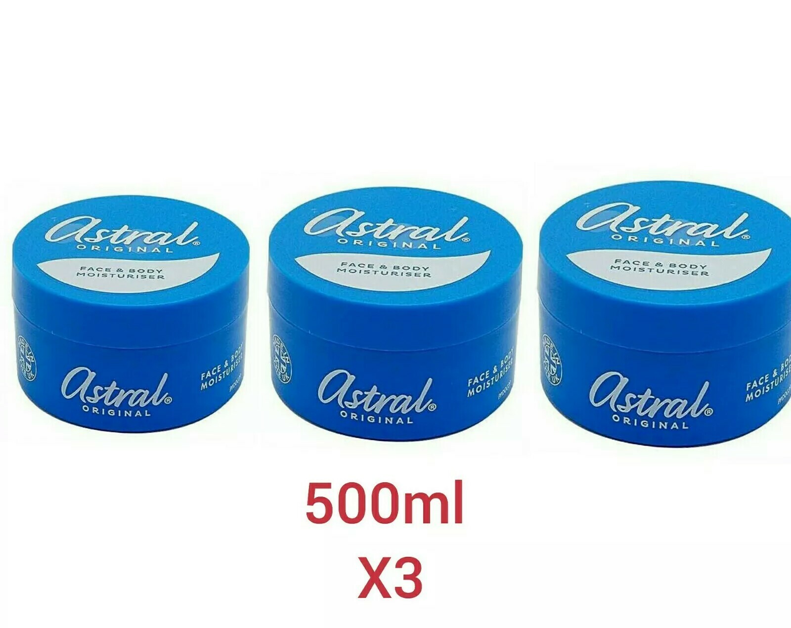 3 x ASTRAL ORIGINAL MOISTURISING CREAM 500ml | eBay