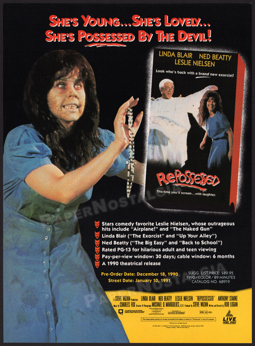 REPOSSESSED__Original 1990 Trade print AD / promo__LINDA BLAIR__LESLIE NIELSEN | eBay
